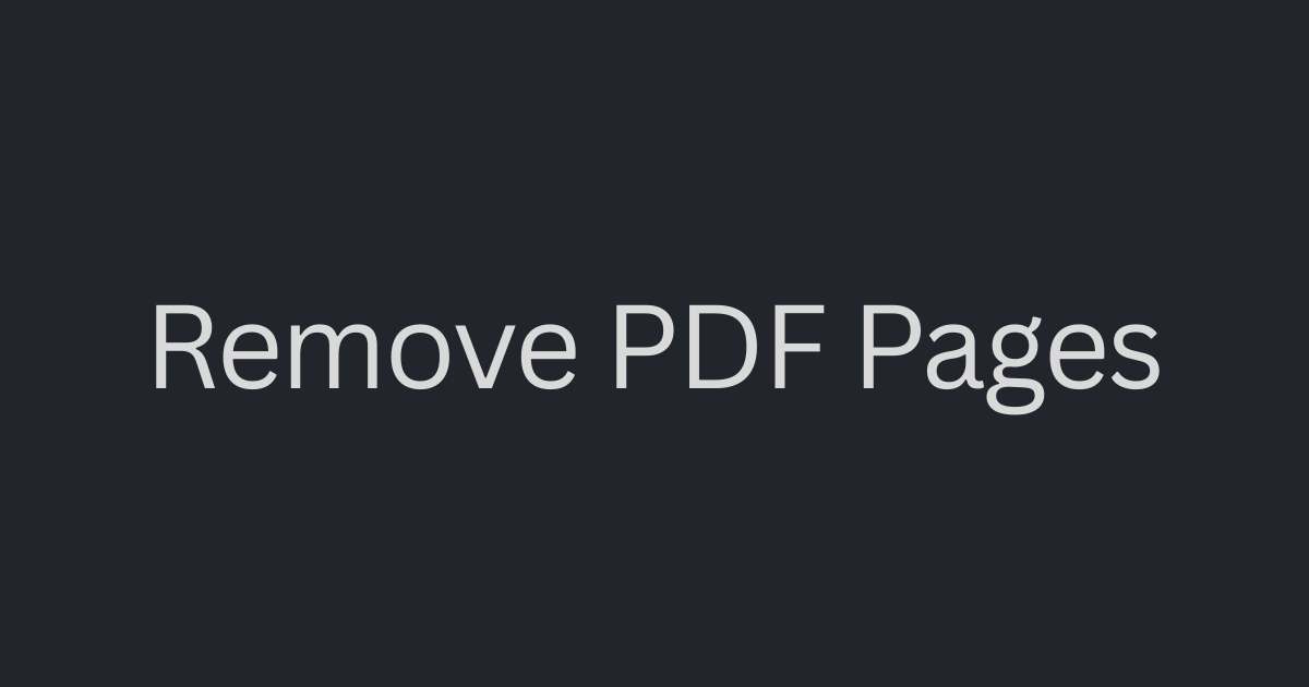 Remove Pages from PDF | Free Online PDF Page Remover